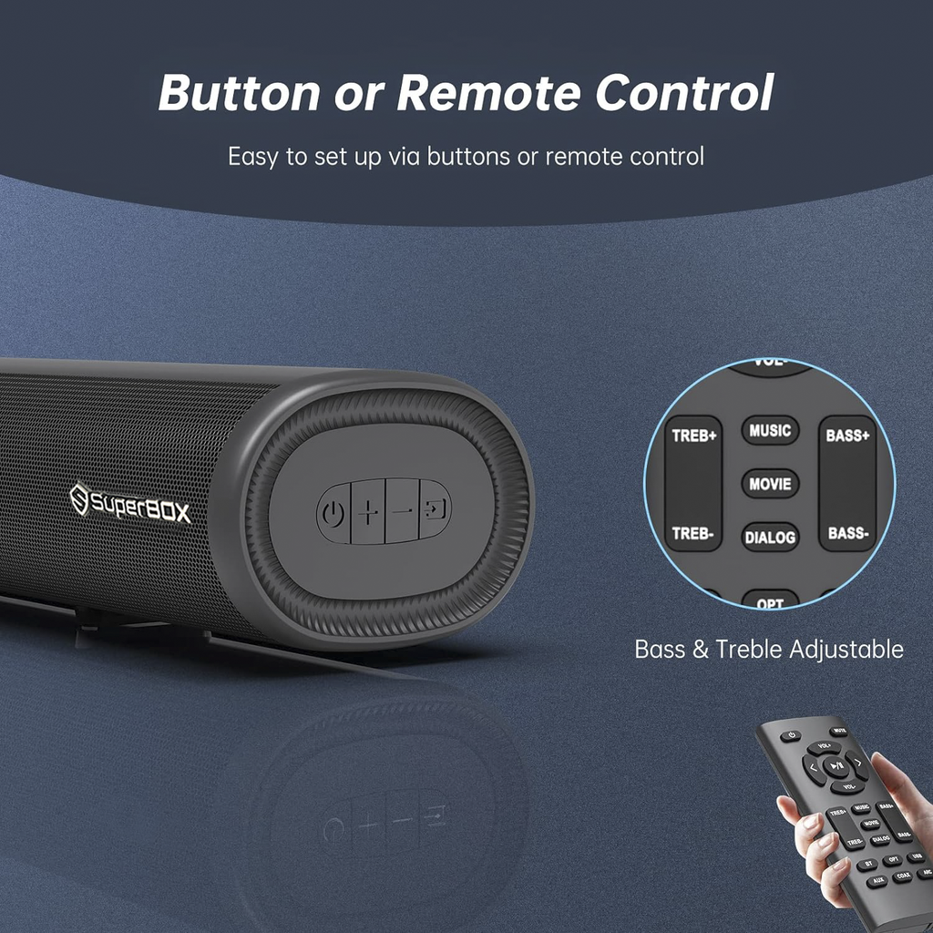 Superbox Sound Bar, 80 watts 33.5 inch Sound Bars for TV with Bluetoot ...